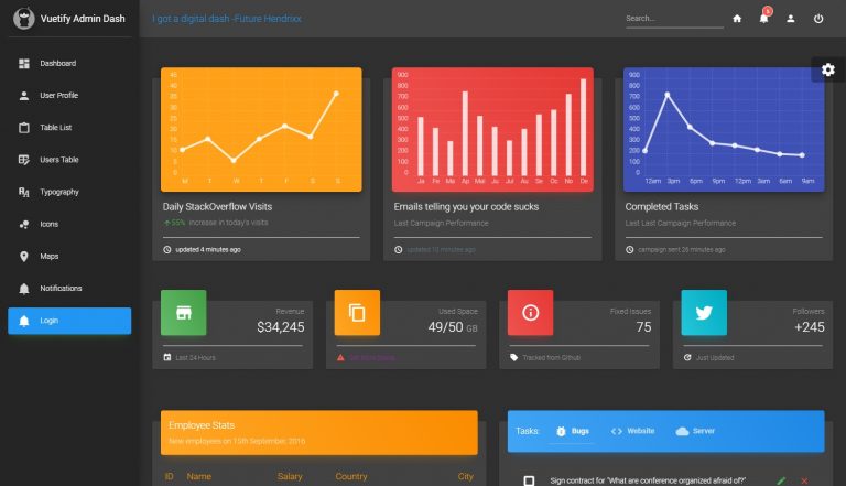 スタイリッシュな管理画面のVue.js対応デザインテンプレート 26選 | sounansa.net